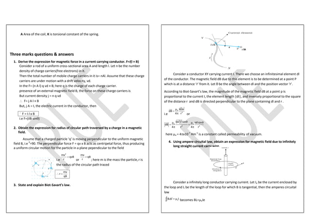 Physics Chapter wise important questions II PUC | PDF | Physics | Science