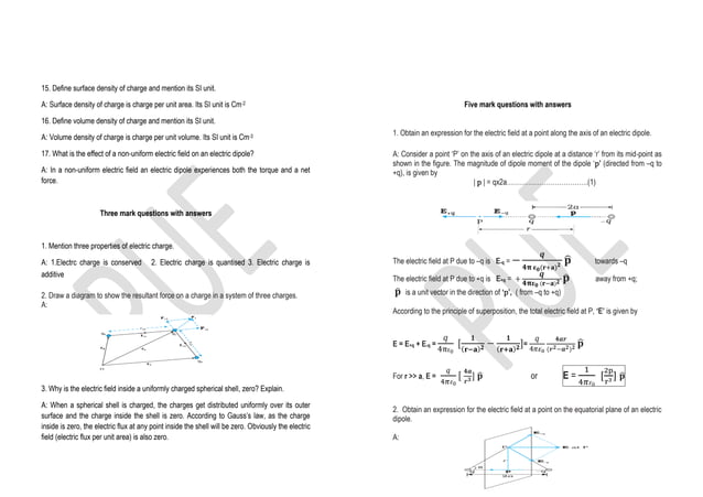 Physics Chapter wise important questions II PUC | PDF | Physics | Science