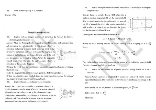 Physics Chapter wise important questions II PUC | PDF | Physics | Science