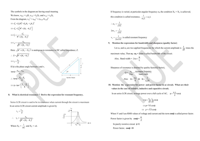 Physics Chapter wise important questions II PUC | PDF | Physics | Science