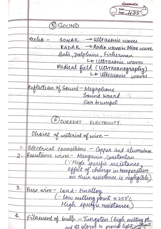 ICSE Physics Class X Handwritten Notes | PDF