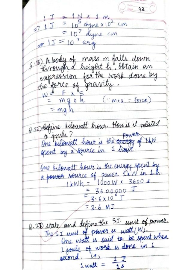 ICSE Physics Class X Handwritten Notes | PDF | Physics | Science