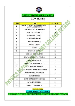 Physics definitions | PDF