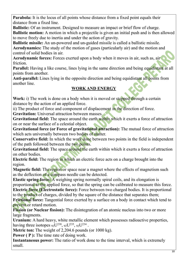 Physics definitions | PDF