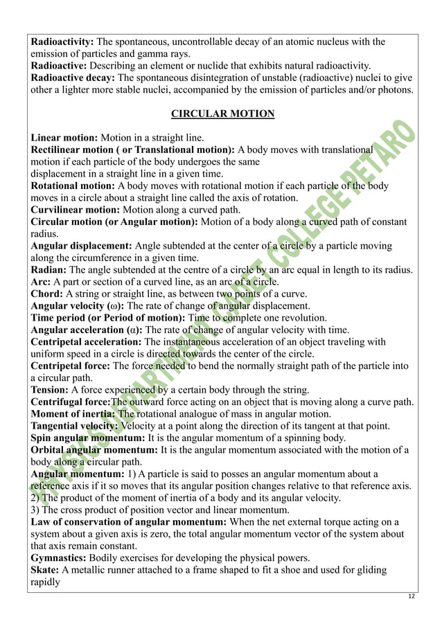Physics definitions | PDF