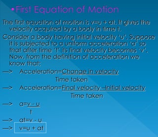 Physics equations of motion | PPTX