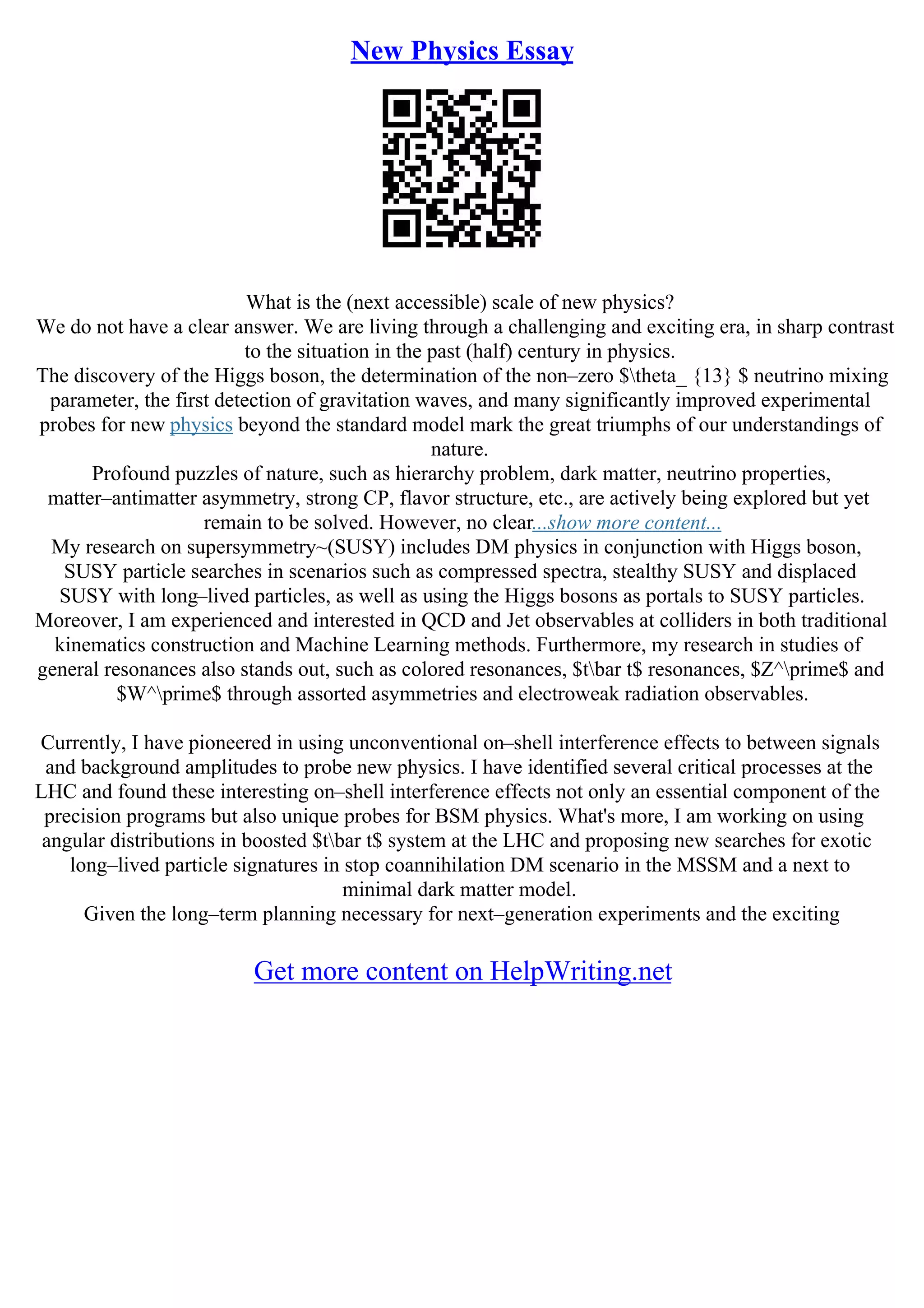 Physics Essay Topics | PDF