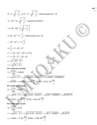 Zgjidhja e detyrave te kapitullit “Fizika Relativiste” te libri “Fizika 12”, per gjimnazin e ...