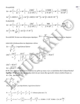 Zgjidhja e detyrave te kapitullit “Fizika Relativiste” te libri “Fizika 12”, per gjimnazin e ...