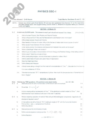 Physics fbise ssc i (2010) | PDF