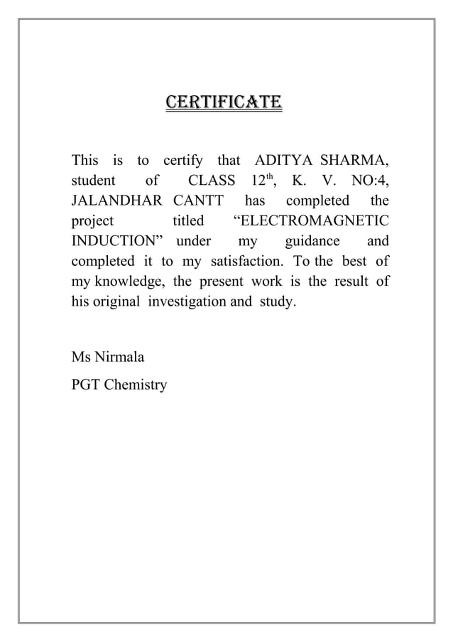 Physics project file on emi | DOC