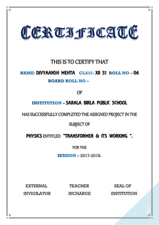 Physics INVESTIGATORY PROJECT | PDF