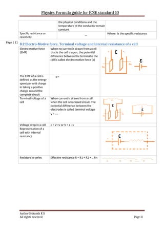 icse class 10 physics subject formula unit wise | PPT