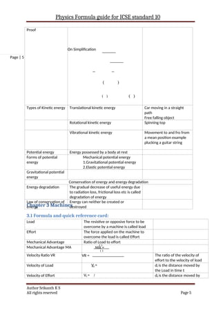 icse class 10 physics subject formula unit wise | PPT