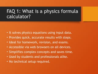 Physics Formula Calculator PPT – Quick, Accurate Solutions for Students ...