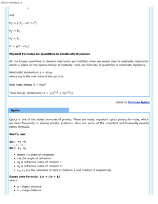 Physics formulas list | PDF