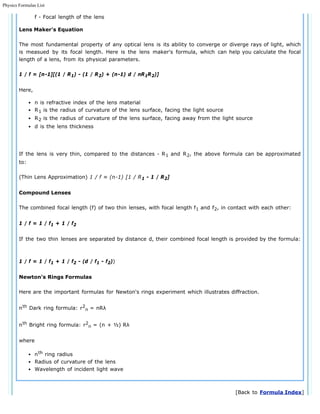 Physics formulas list | PDF