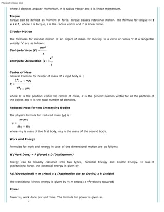 Physics formulas list | PDF