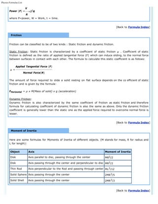 Physics formulas list | PDF