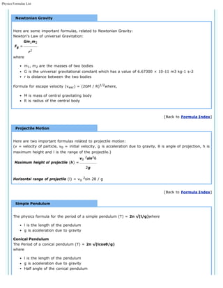 Physics formulas list | PDF