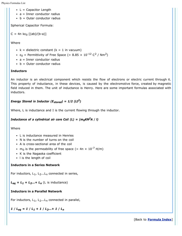 Physics formulas list | PDF