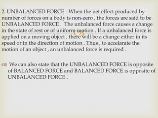 PhysicS FORCE AND LAWS OF MOTION PPT FOR SCHOOL PROJECT | PPTX