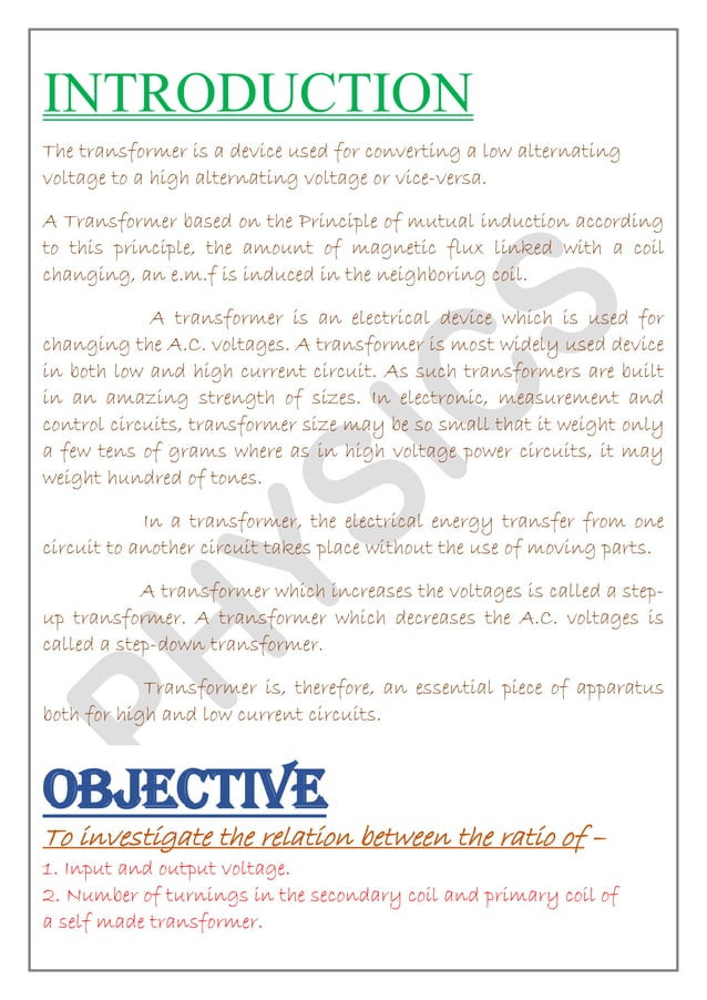 Physics Investigatory Project Class 12 | PDF | Physics | Science