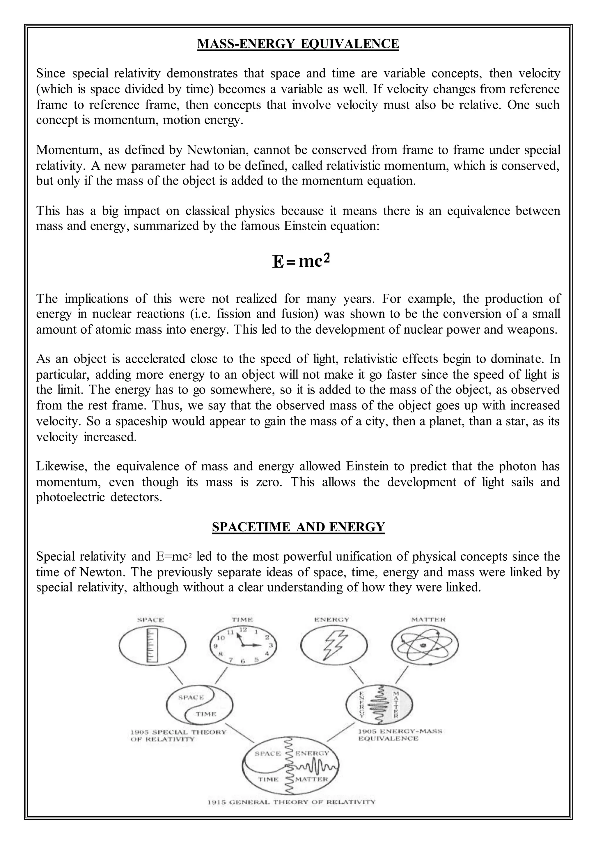 PHYSICS INVESTIGATORY PROJECT ON THEORY OF RELATIVITY HYPOTHESIS AND ...