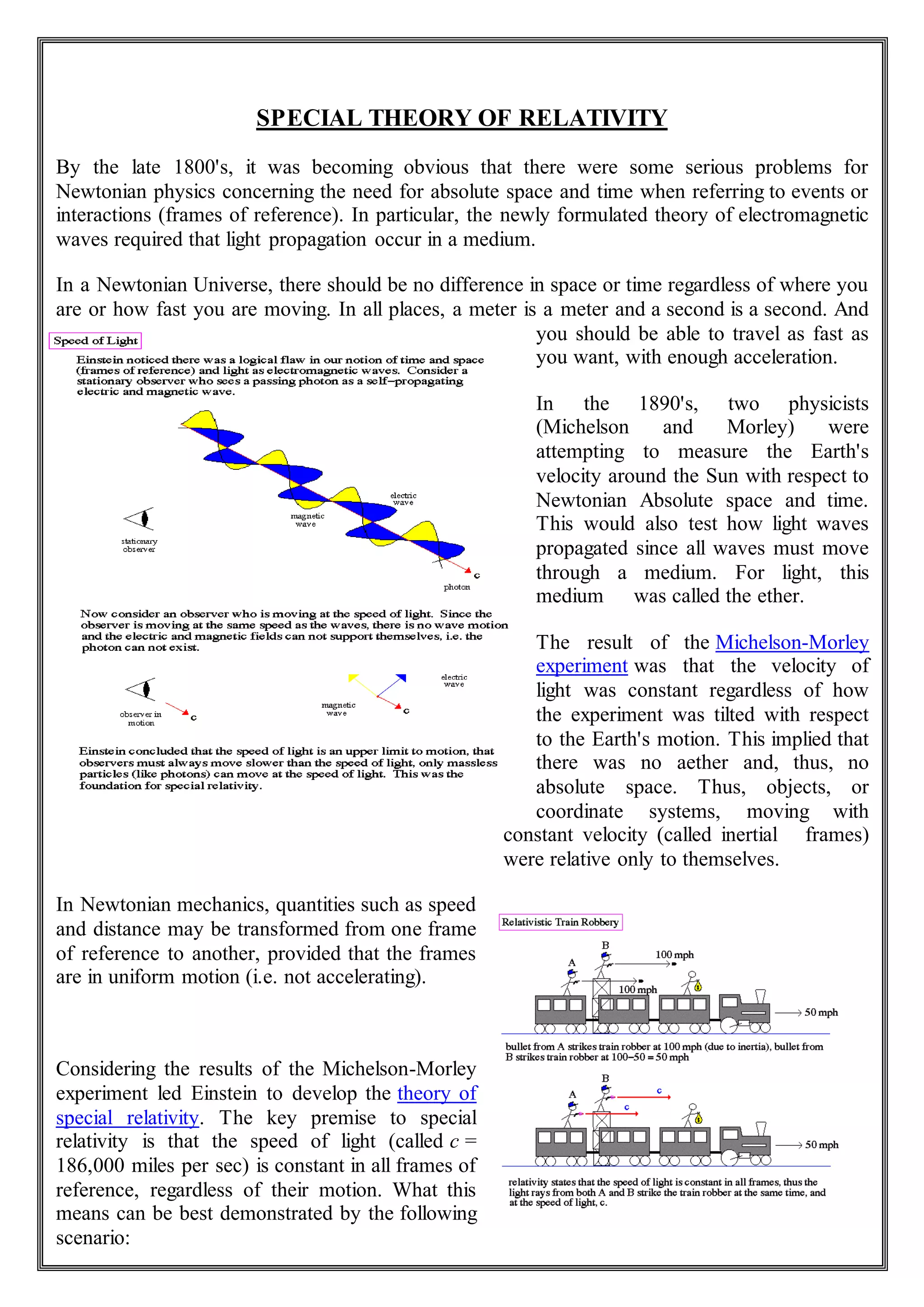 PHYSICS INVESTIGATORY PROJECT ON THEORY OF RELATIVITY HYPOTHESIS AND ...