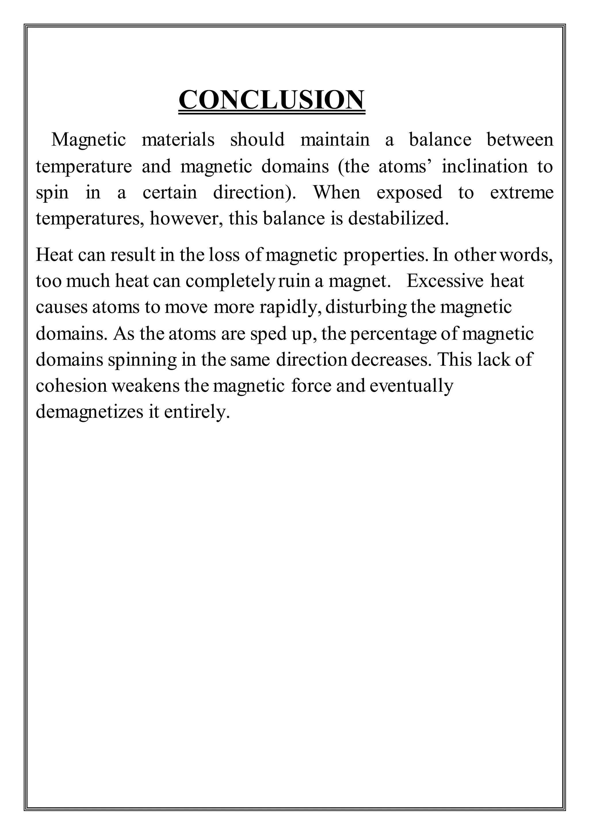 DEPENDENCE OF HIGH TEMPERATURE ON STRENGTH OF MAGNET | DOCX
