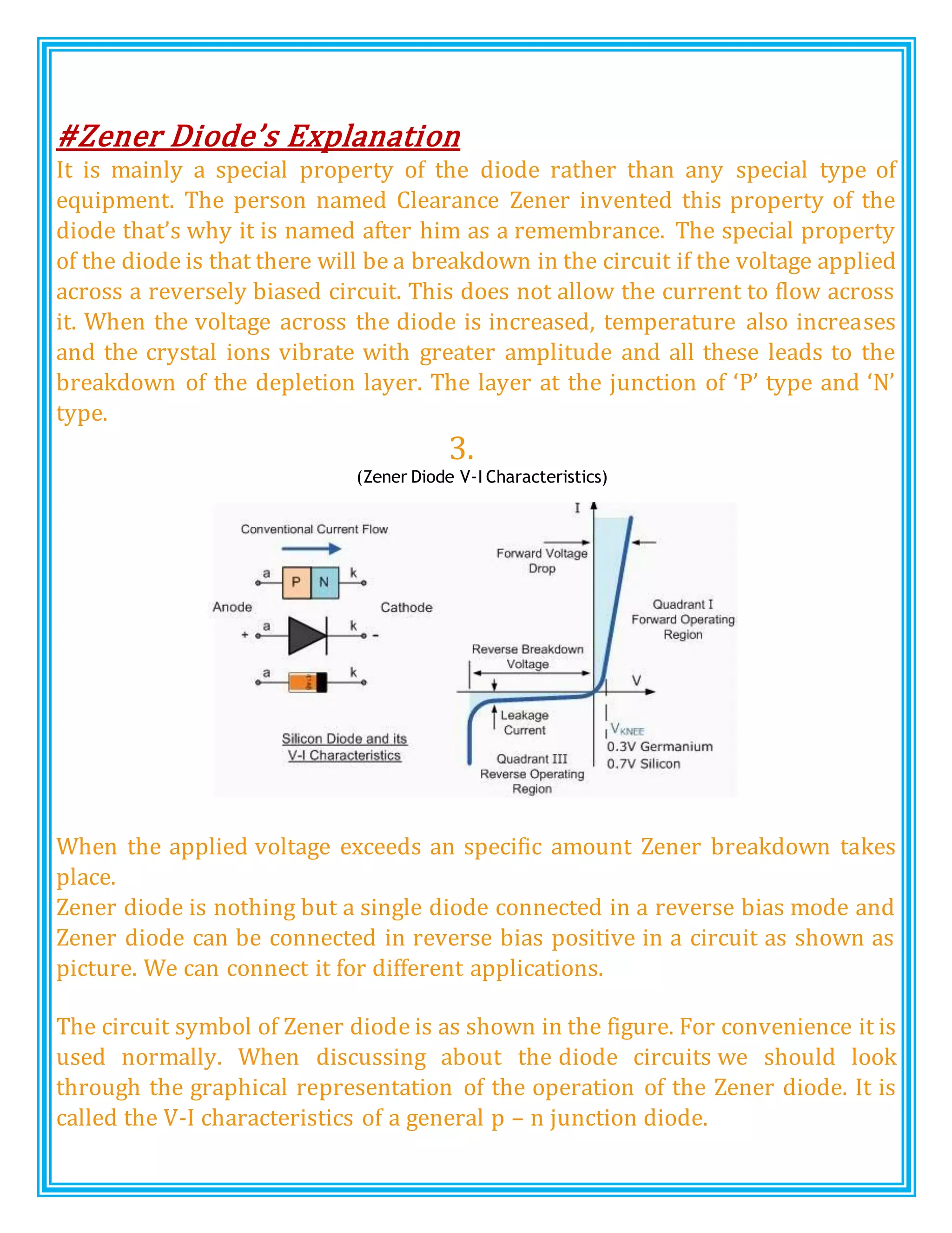 Physics Investigatory:To Study V-I Characteristics Of Zener Diode | DOCX