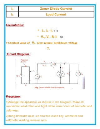 Physics Investigatory:To Study V-I Characteristics Of Zener Diode | DOCX