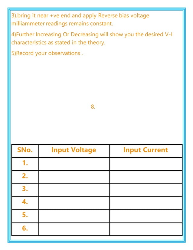 Physics Investigatory:To Study V-I Characteristics Of Zener Diode | DOCX