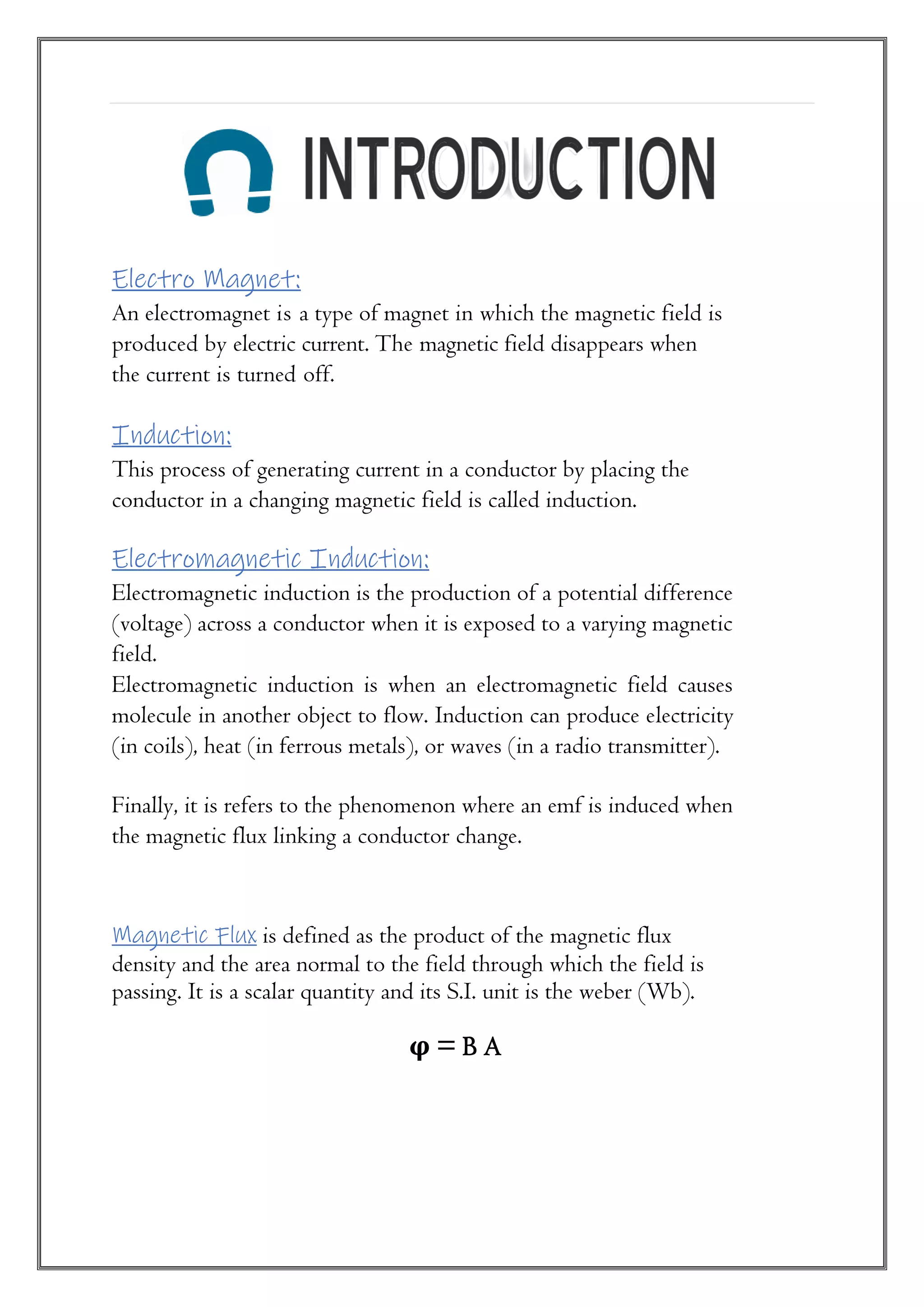 Physics Investigatory - Electromagnetic Induction. CLASS XII | PDF