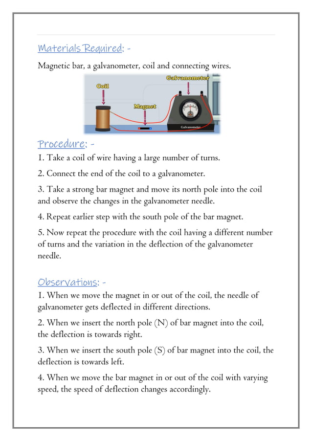 Physics Investigatory - Electromagnetic Induction. CLASS XII | PDF