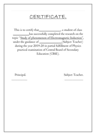 Physics Investigatory - Electromagnetic Induction. CLASS XII | PDF