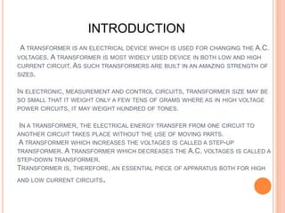 Physics investigatory board project ON TRANSFORMER | PPTX