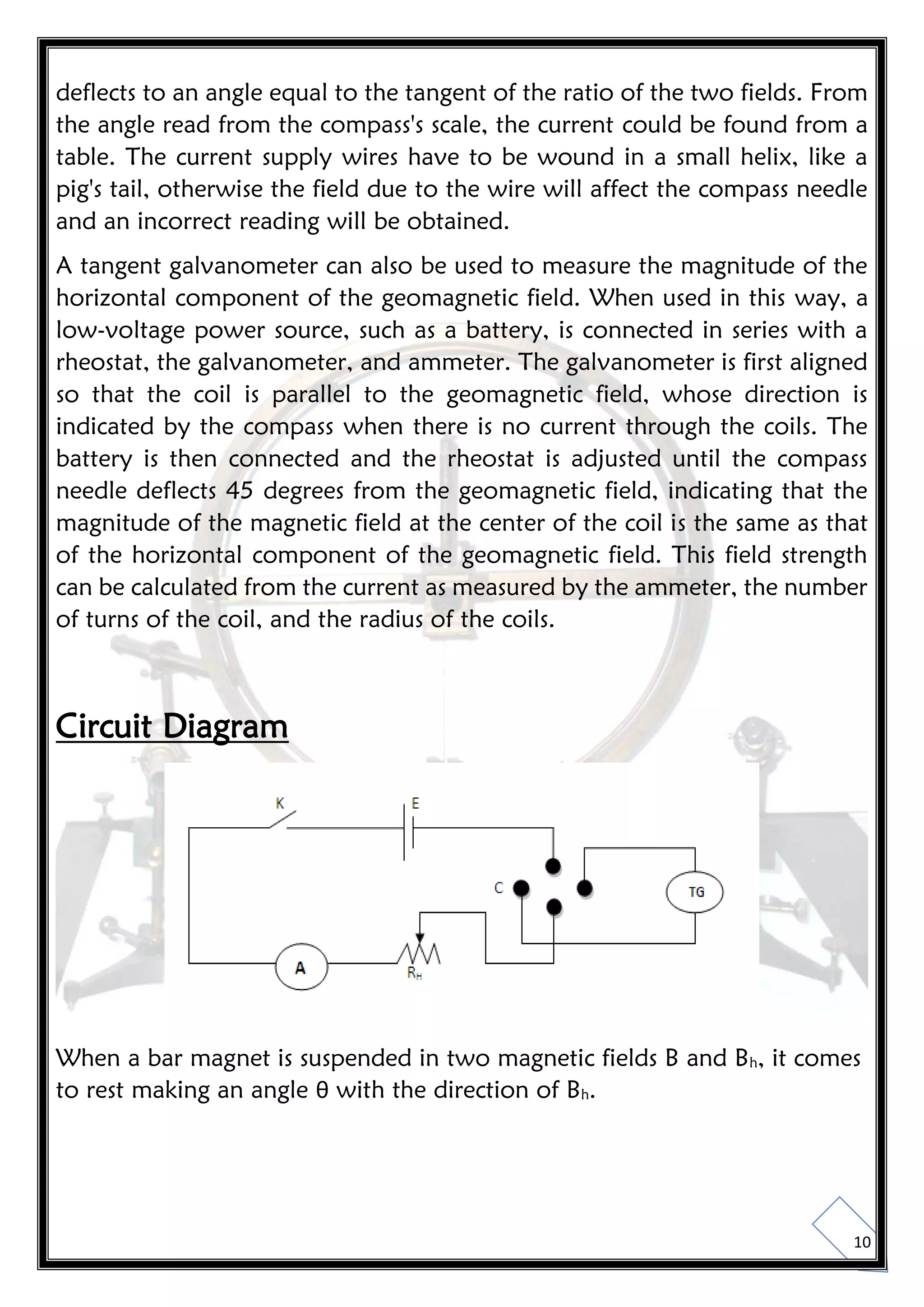 Physics Investigatory Project - Class 12 - Tangent Galvanometer | PDF