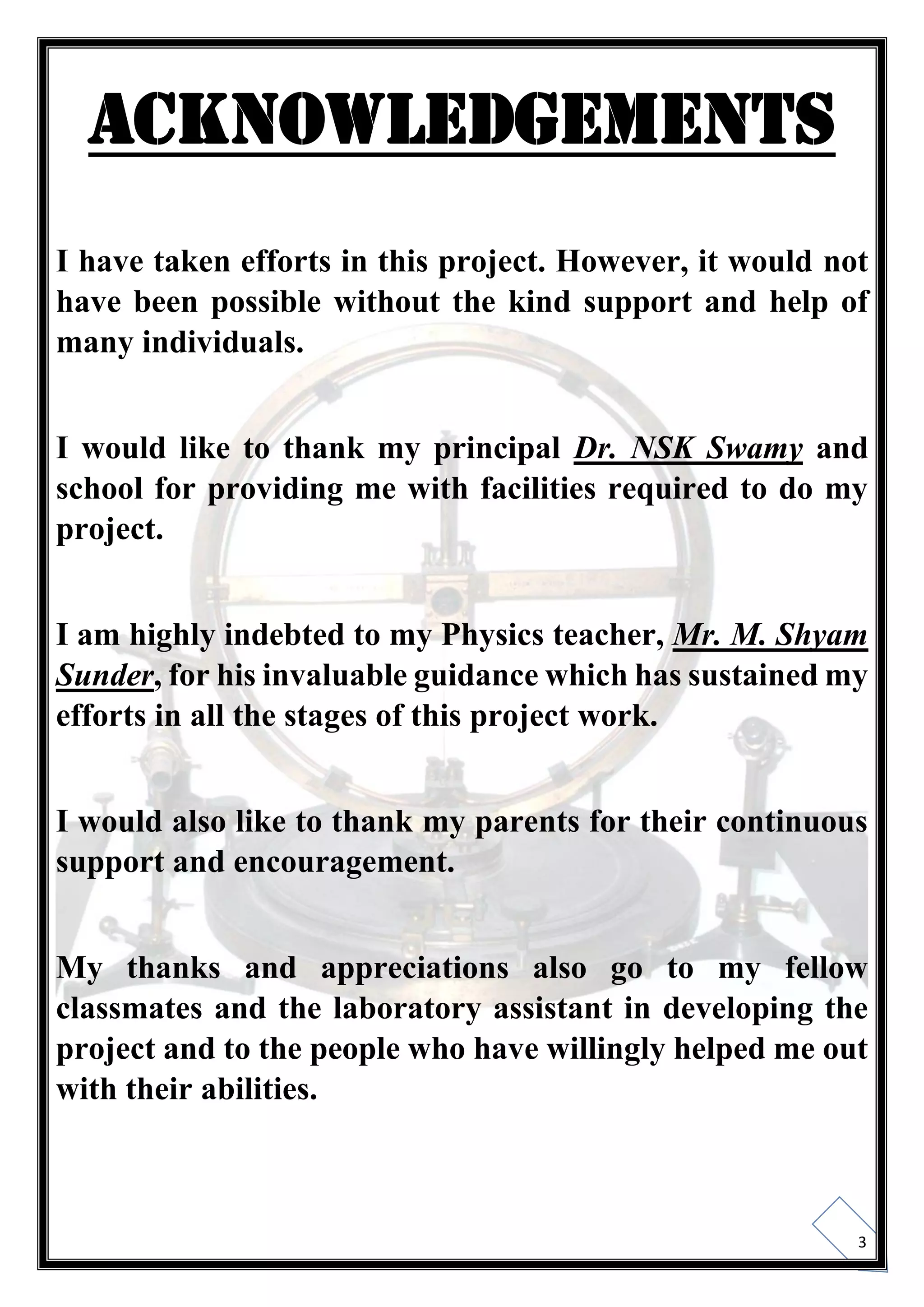 Physics Investigatory Project - Class 12 - Tangent Galvanometer | PDF