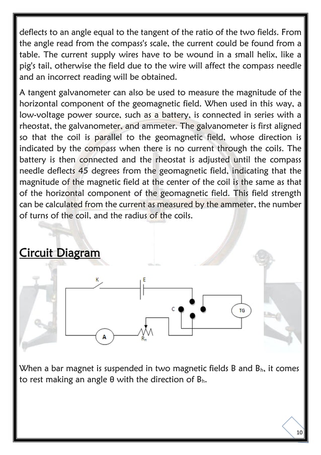 Physics Investigatory Project - Class 12 - Tangent Galvanometer | PDF