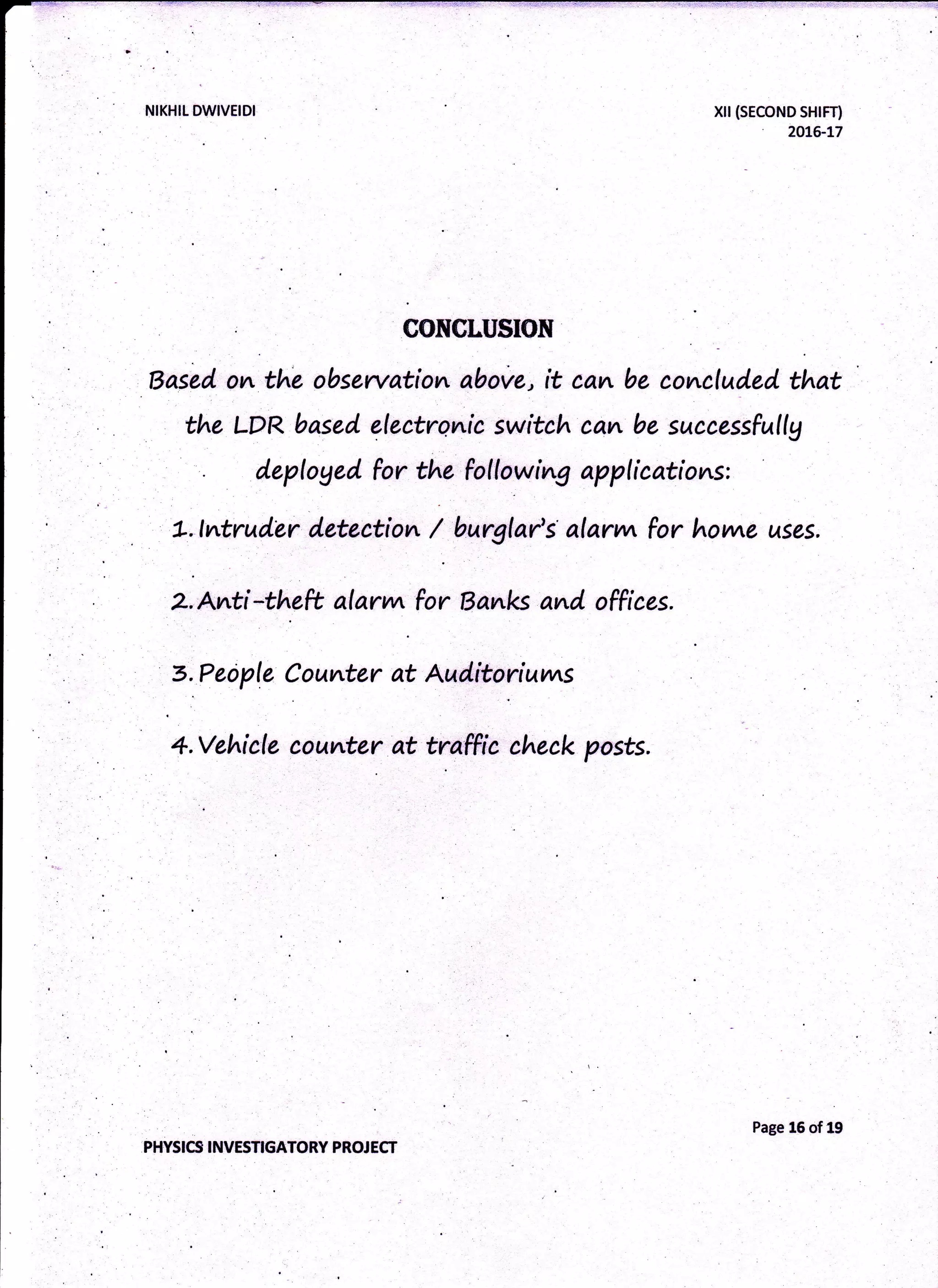 Physics investigatory project | PDF