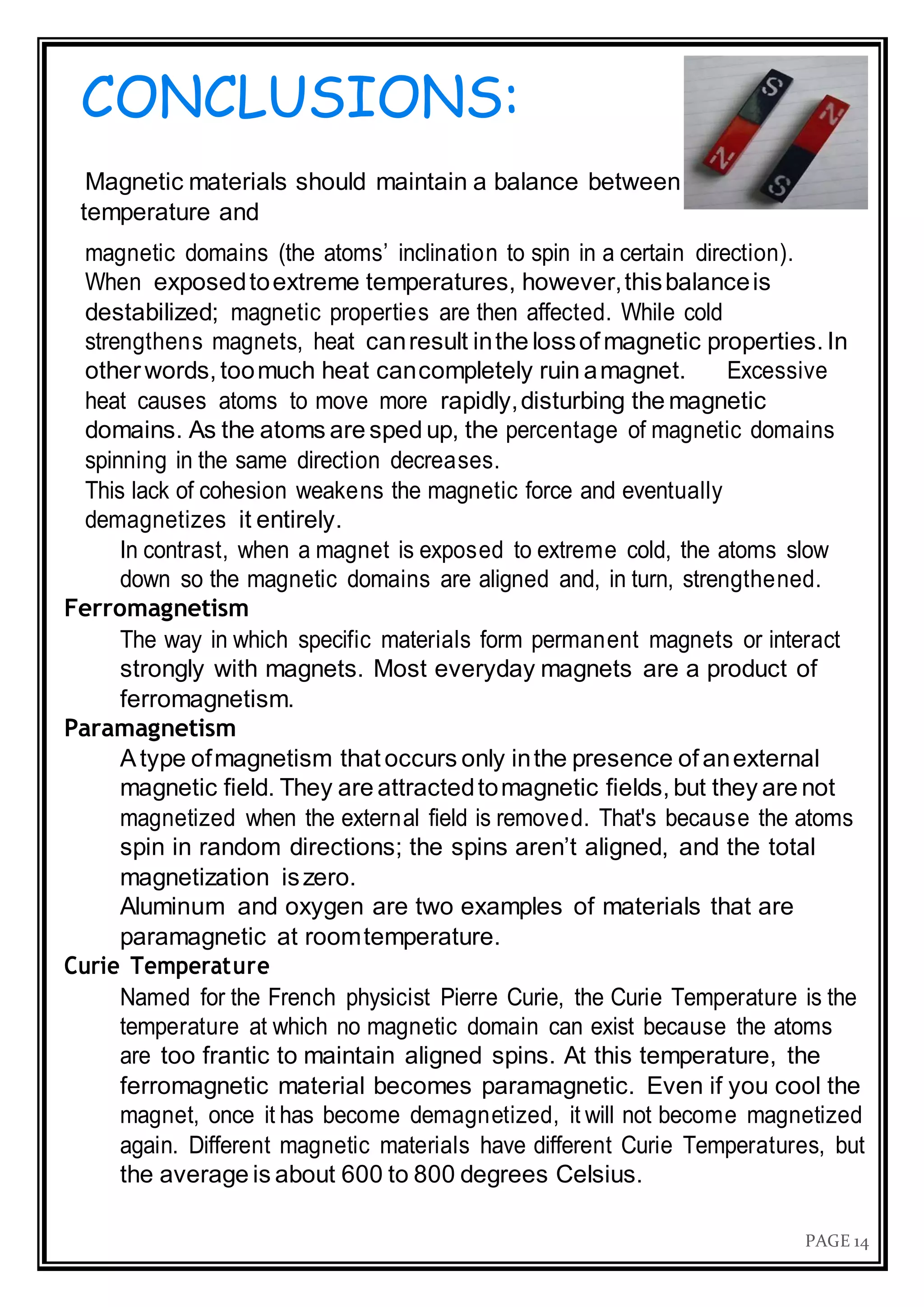 Physics investigatory project ON MAGNETS CLASS 12 | DOCX