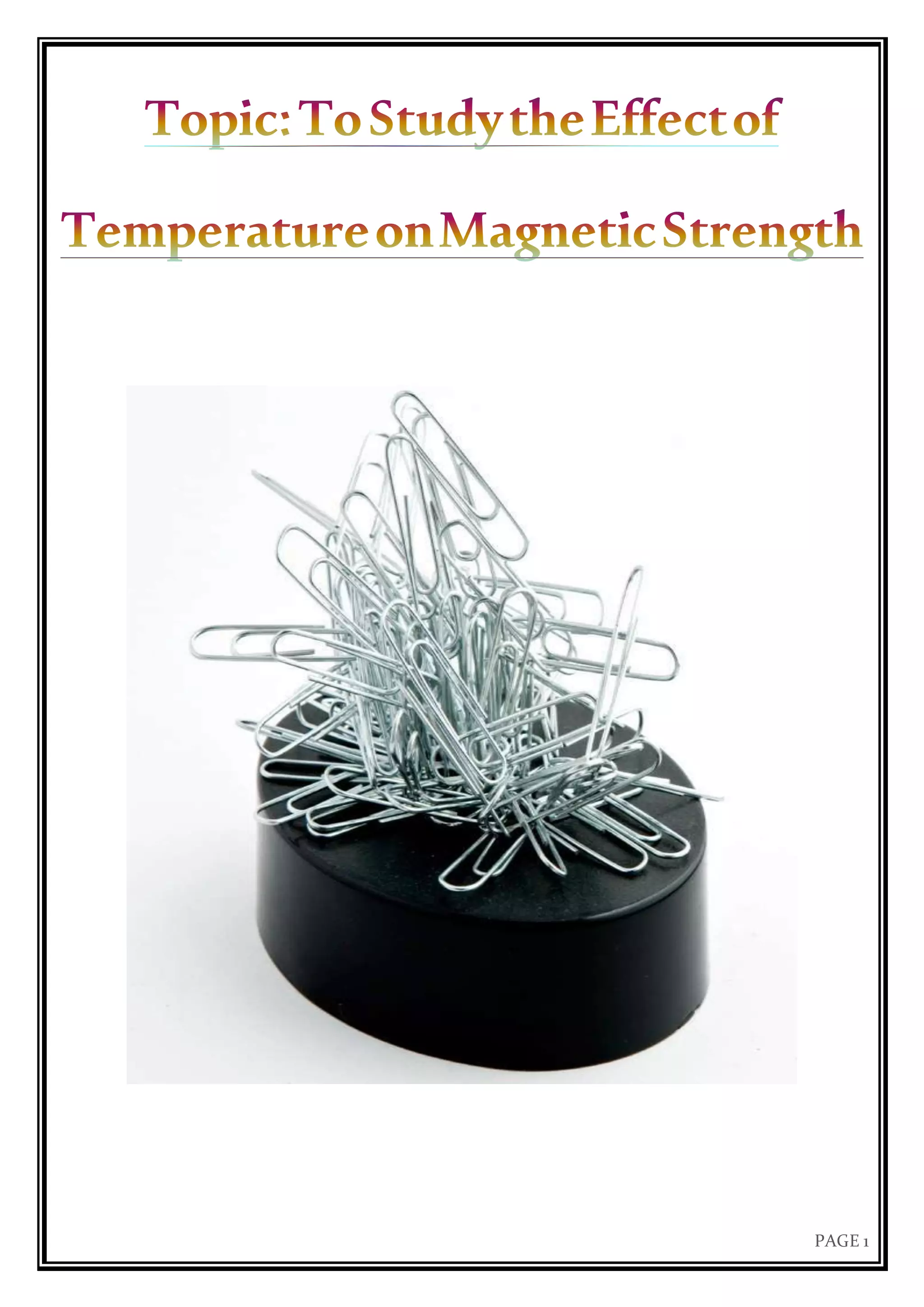 Physics investigatory project ON MAGNETS CLASS 12 | DOCX