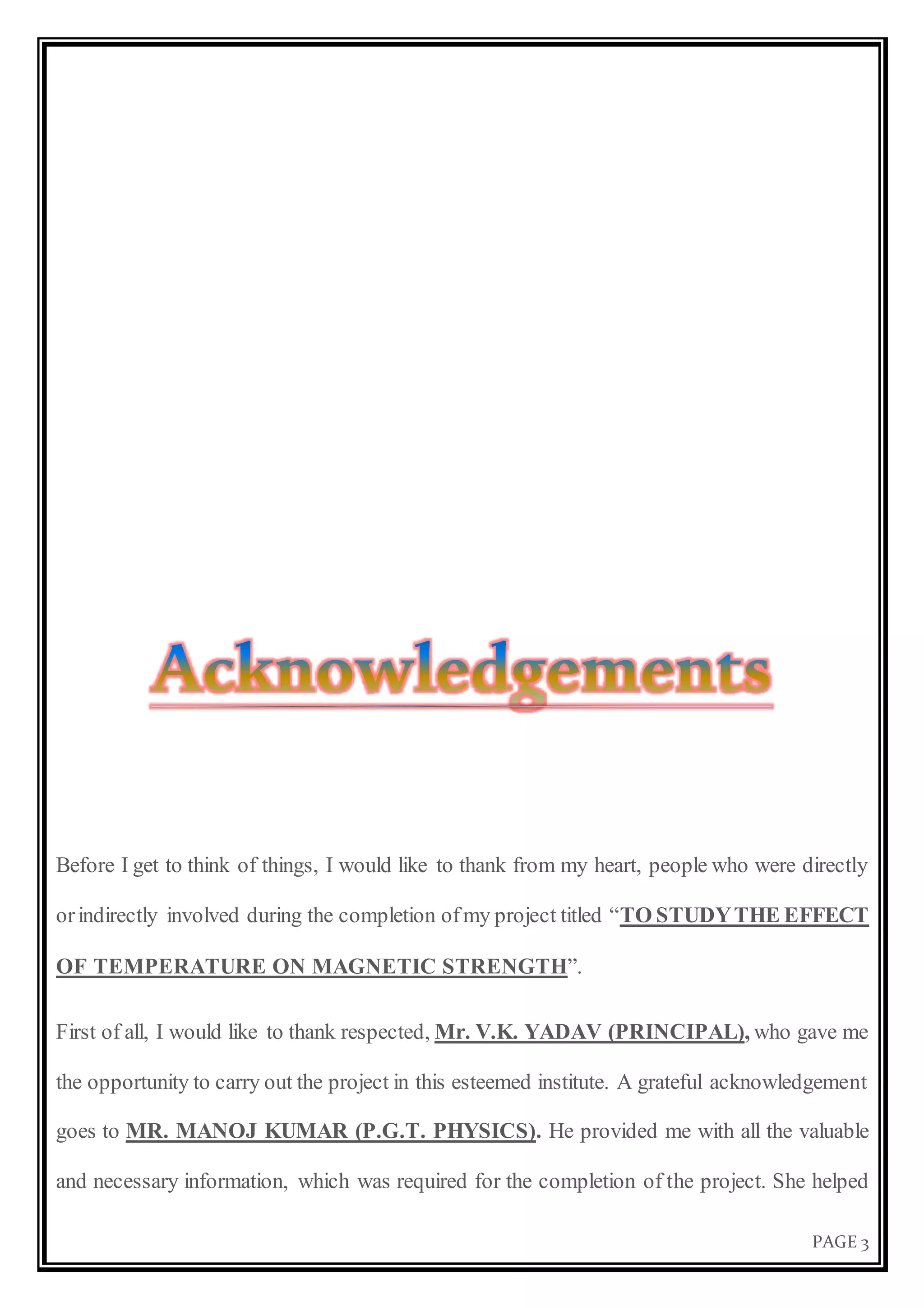 Physics investigatory project ON MAGNETS CLASS 12 | DOCX