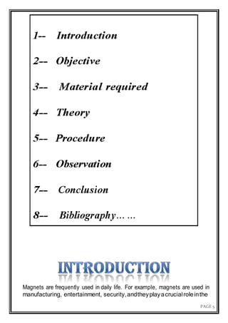Physics investigatory project ON MAGNETS CLASS 12 PDF