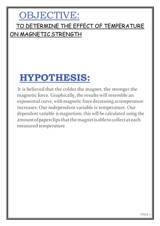 Physics investigatory project ON MAGNETS CLASS 12 | DOCX