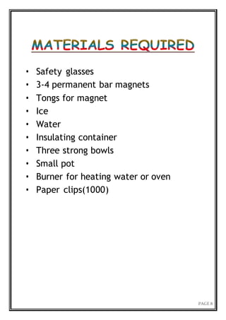 Physics investigatory project ON MAGNETS CLASS 12 | DOCX