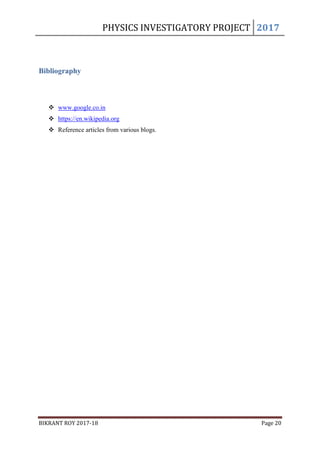 Physics Investigatory Project Class 11 & 12 | PDF