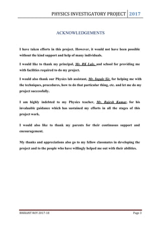 Physics Investigatory Project Class 11 & 12 | PDF