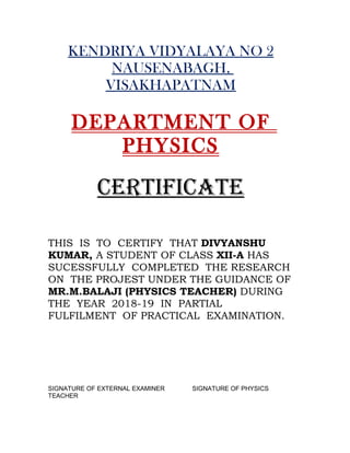 Physics Investigatory Project | DOC
